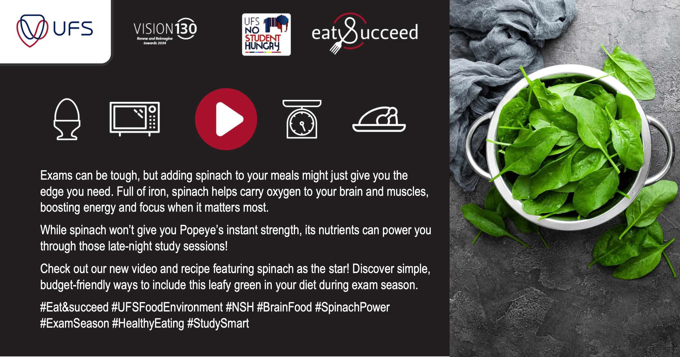 19 May - Fuel your brain with spinach during exams